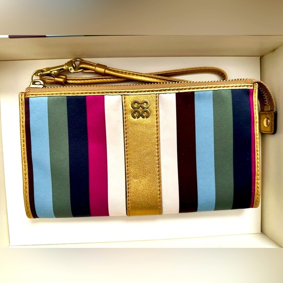 Bags | Coach Legacy Stripes Satin Wristlet | Poshmark